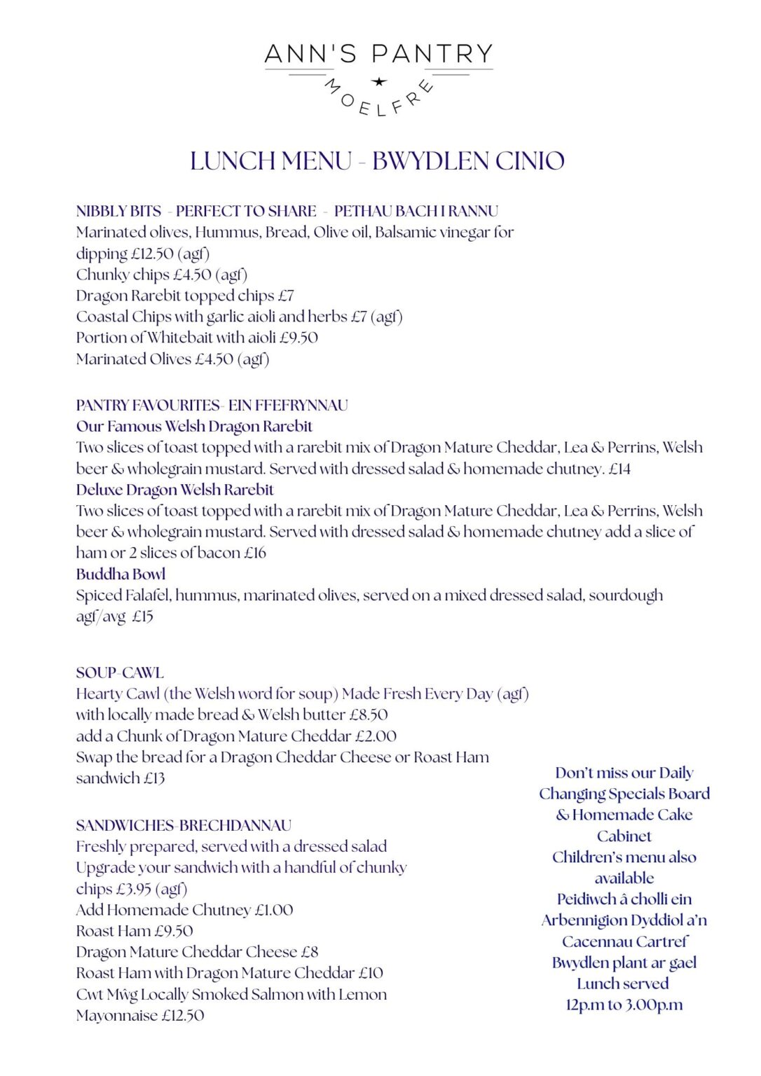 Ann’s Pantry Food & Menus | Seasonal Dishes & Afternoon Tea